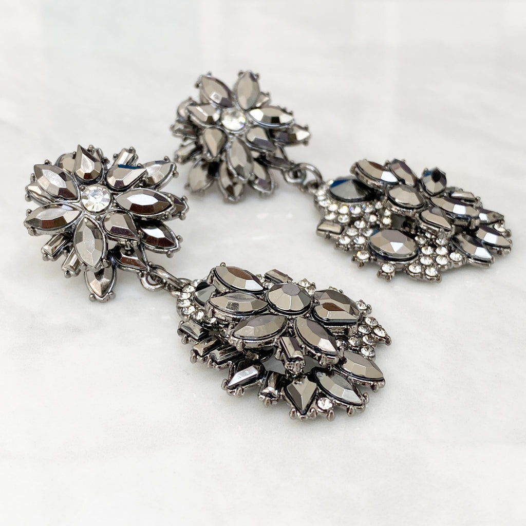 ANOIR Metallic Grey Statement Earrings | Jewels by House of Aria