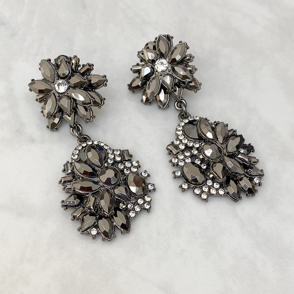 ANOIR Metallic Grey Statement Earrings | Jewels by House of Aria