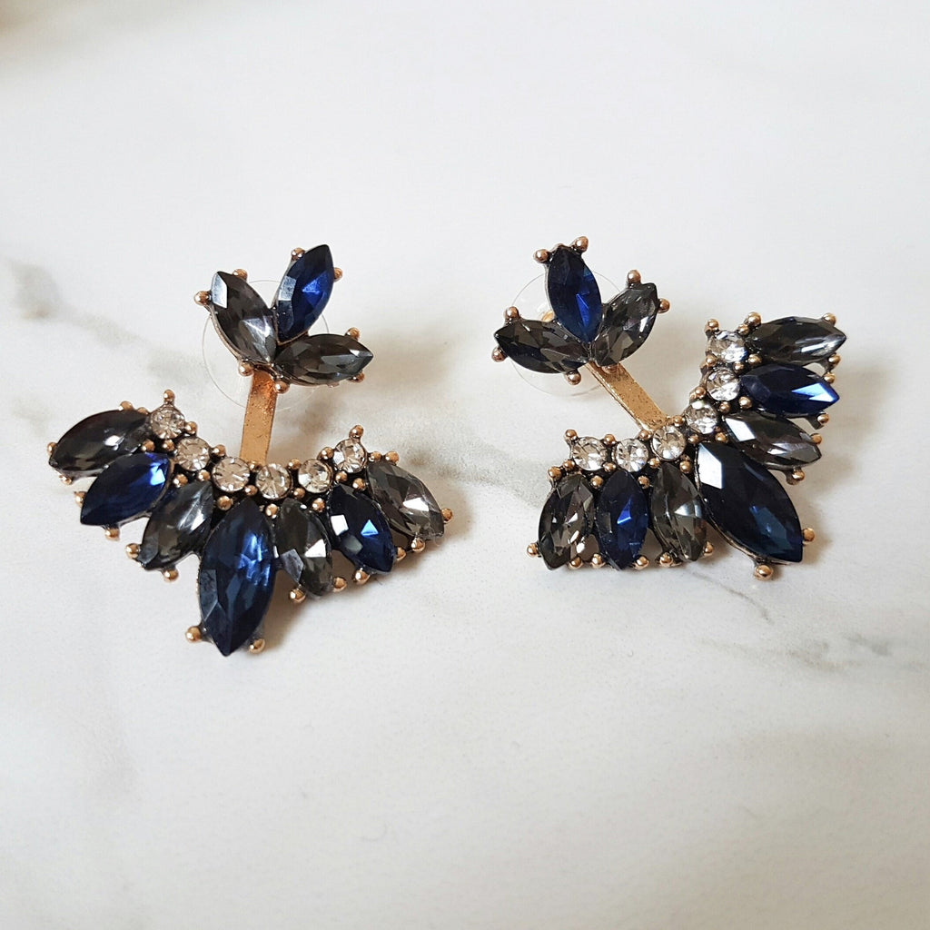 LUCIA Blue Ear Jacket Statement Earrings | Jewels by House of Aria
