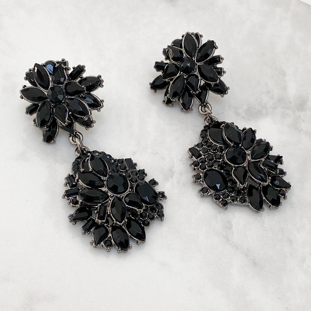 Quality Black Jewel Encrusted Earrings | Jewels by House of Aria