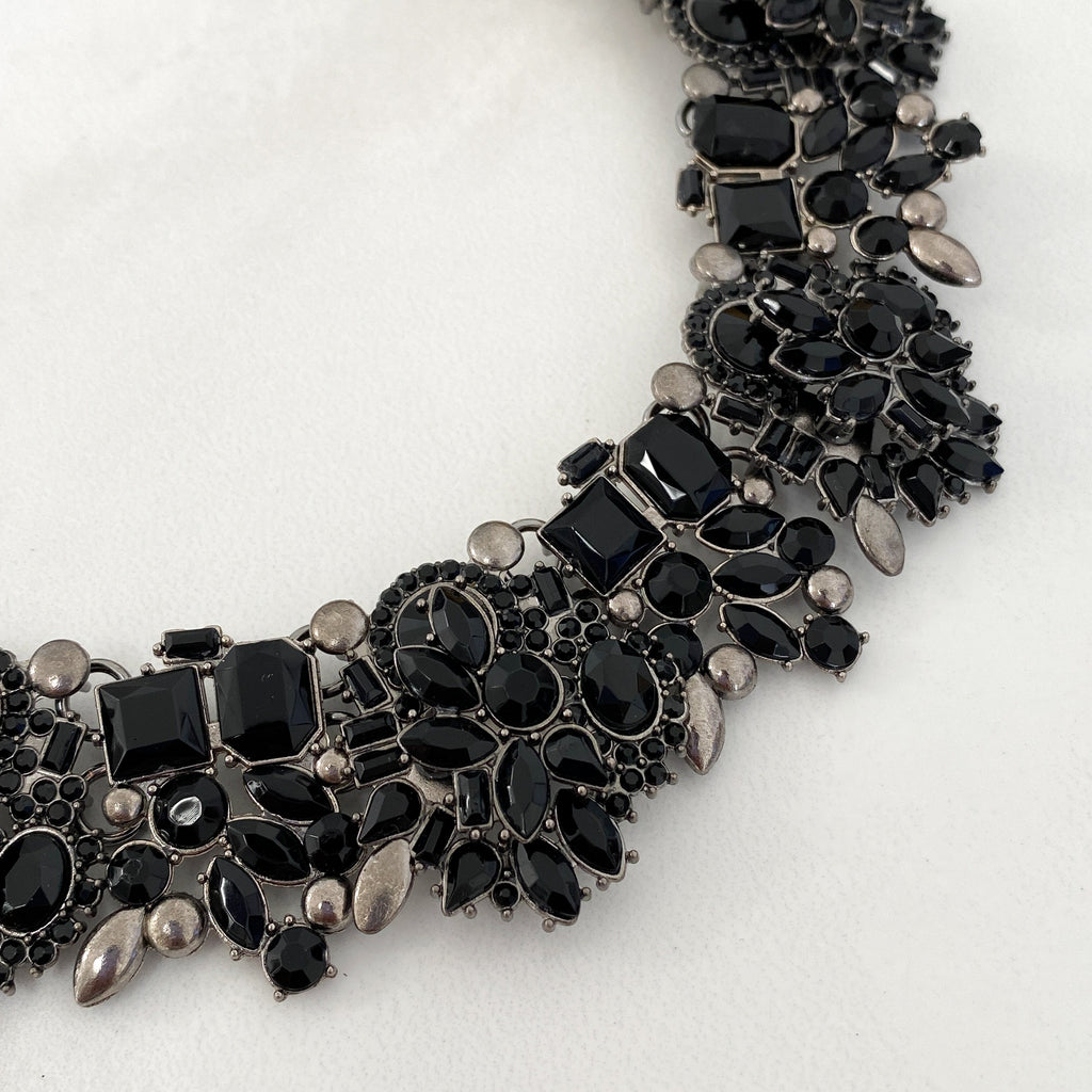 Black Jewel Necklace & Earring Set | Statement Jewellery | FREE Gift Box