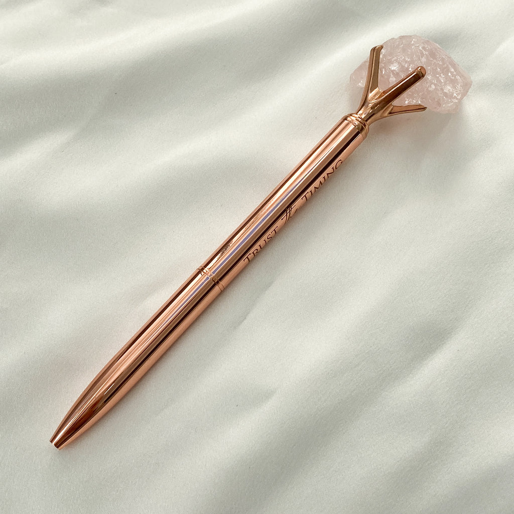 Rose Quartz Crystal Pen (Gold/ Silver/ Rose Gold)