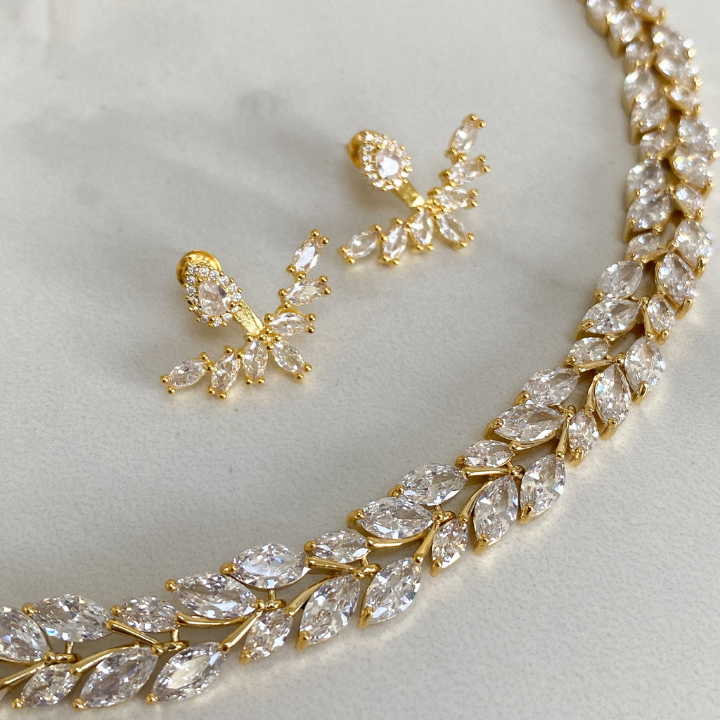 AMELIA Crystal Choker Necklace and Earring Set | Crystal Jewellery Set