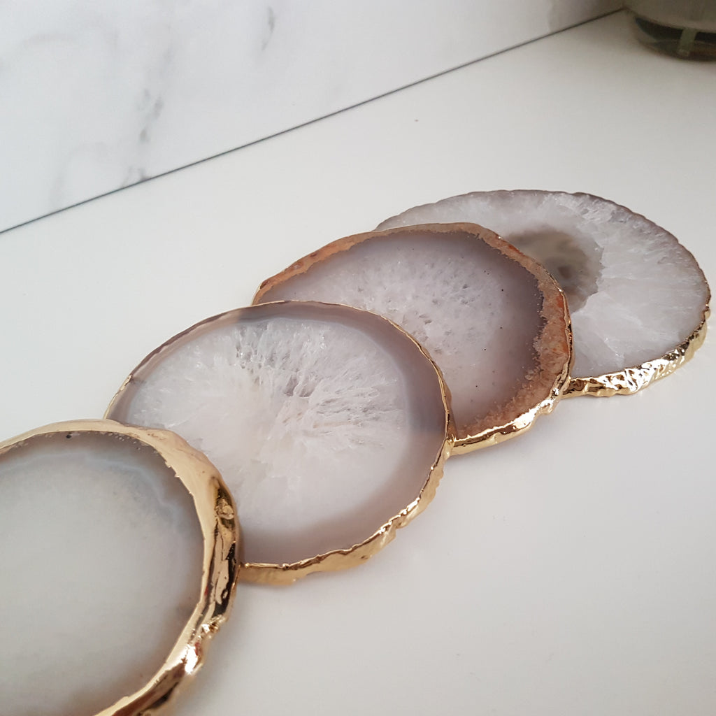 Agate Crystal Coasters | Gold Edge | House of Aria